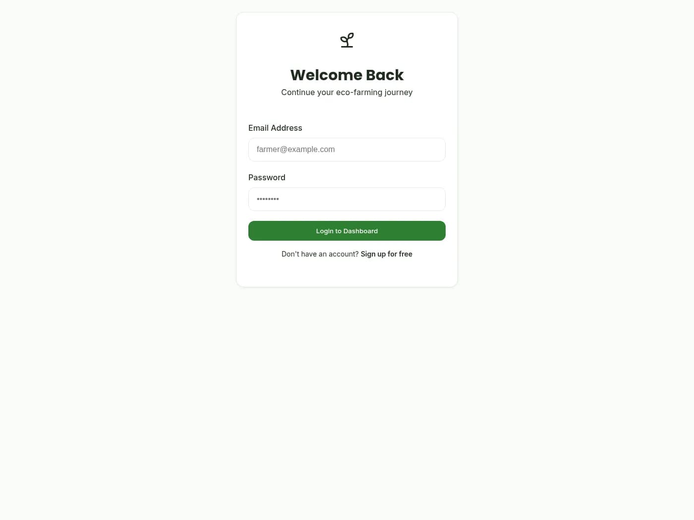 EcoFarm Dashboard UI