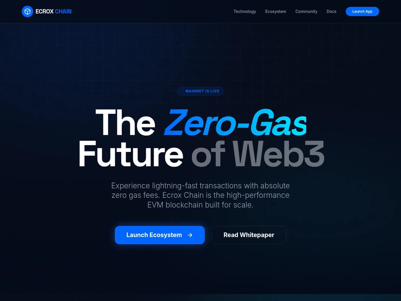 Ecrox Zero Gas Blockchain