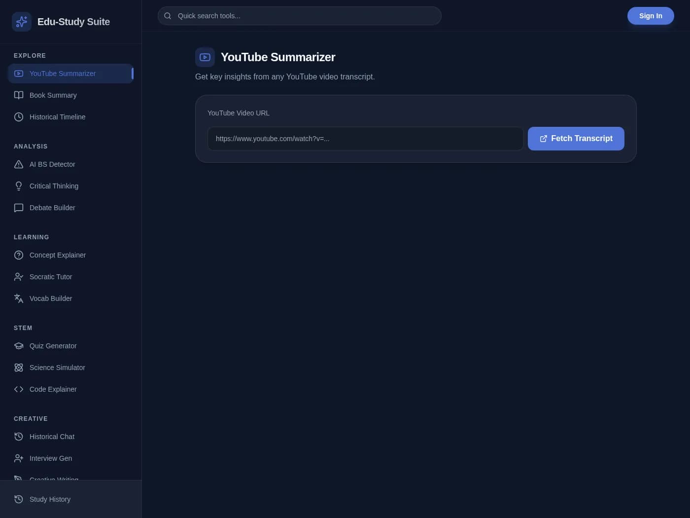 Edu-Study Suite Dashboard