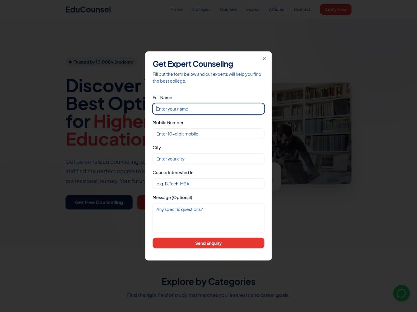 EduCounsel Lead Website