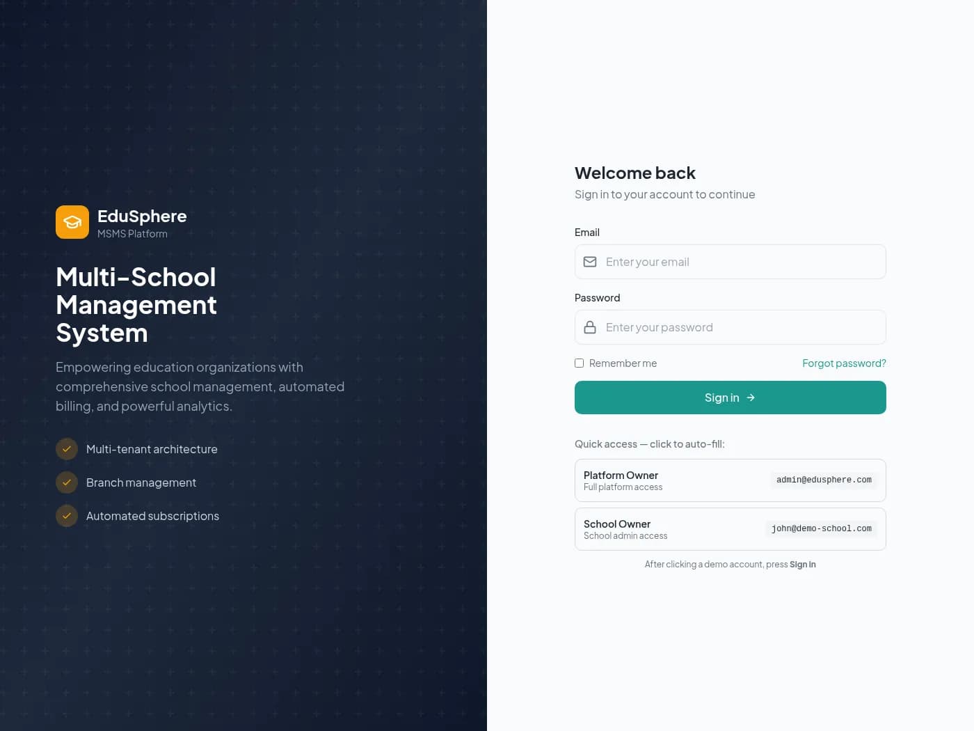 EduSphere MSMS Platform