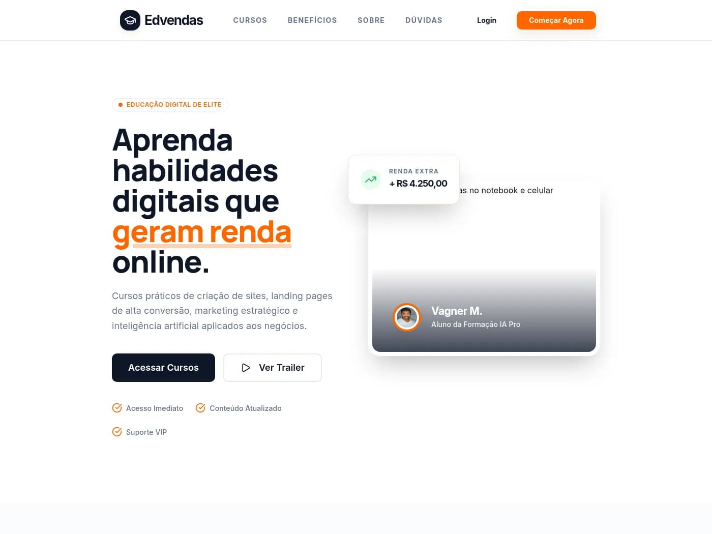 Edvendas Landing Page