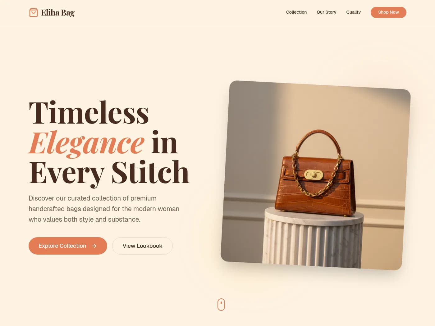 Eliha Bag Landing Page