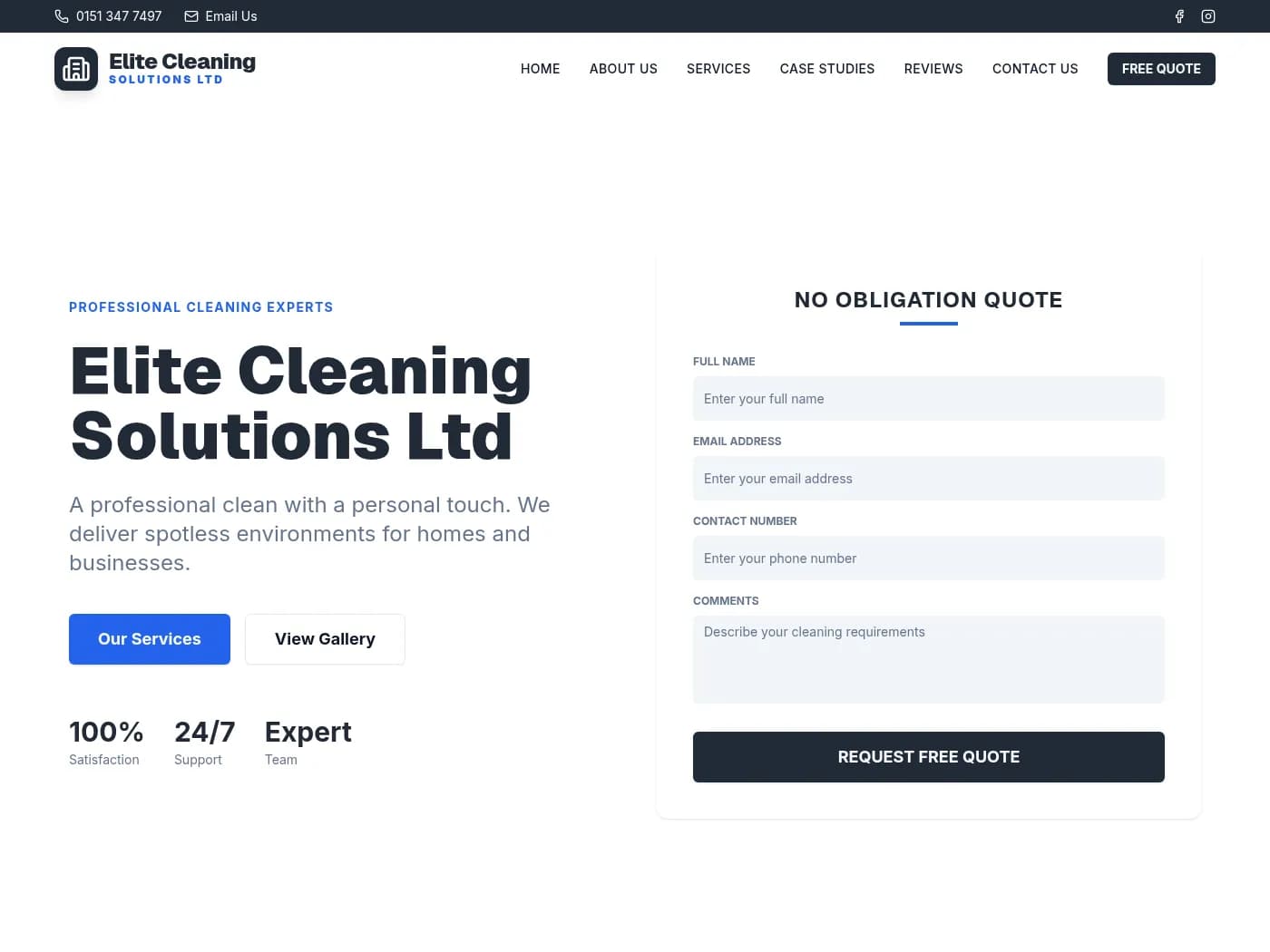 Elite Cleaning Website
