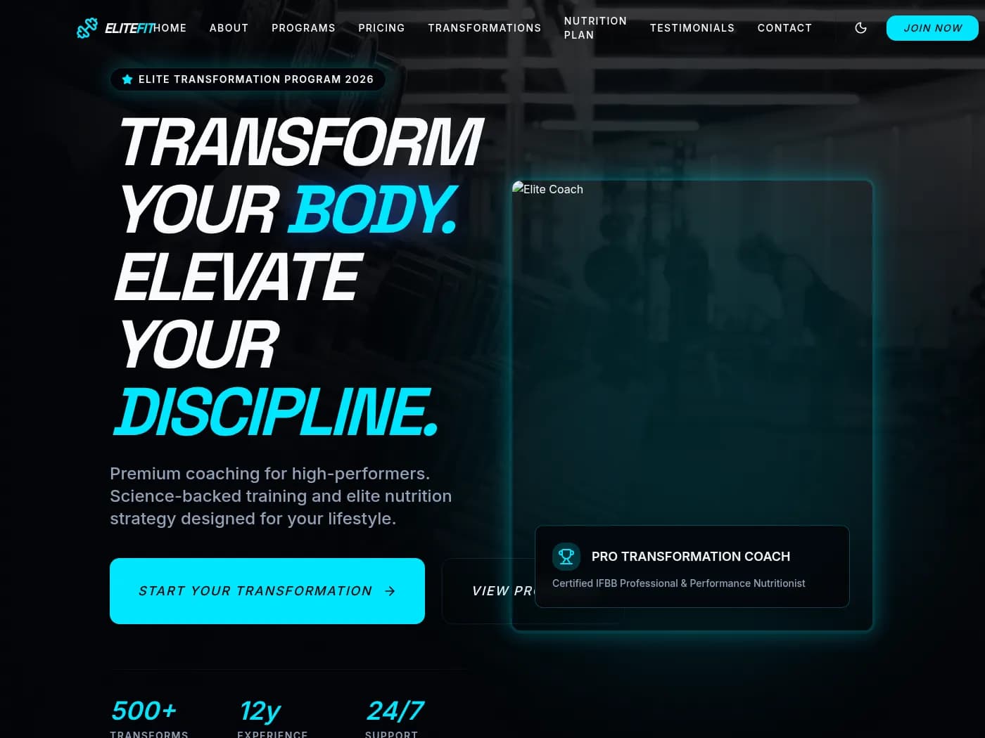 Elite Fit Coach Landing