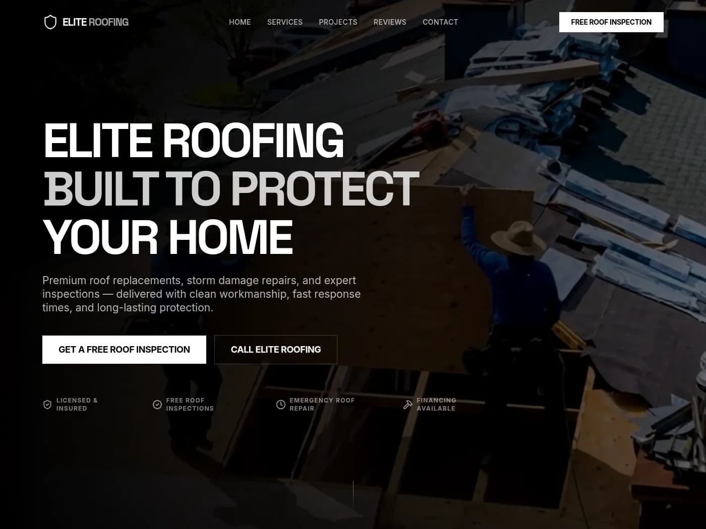 Elite Roofing Hero Redesign