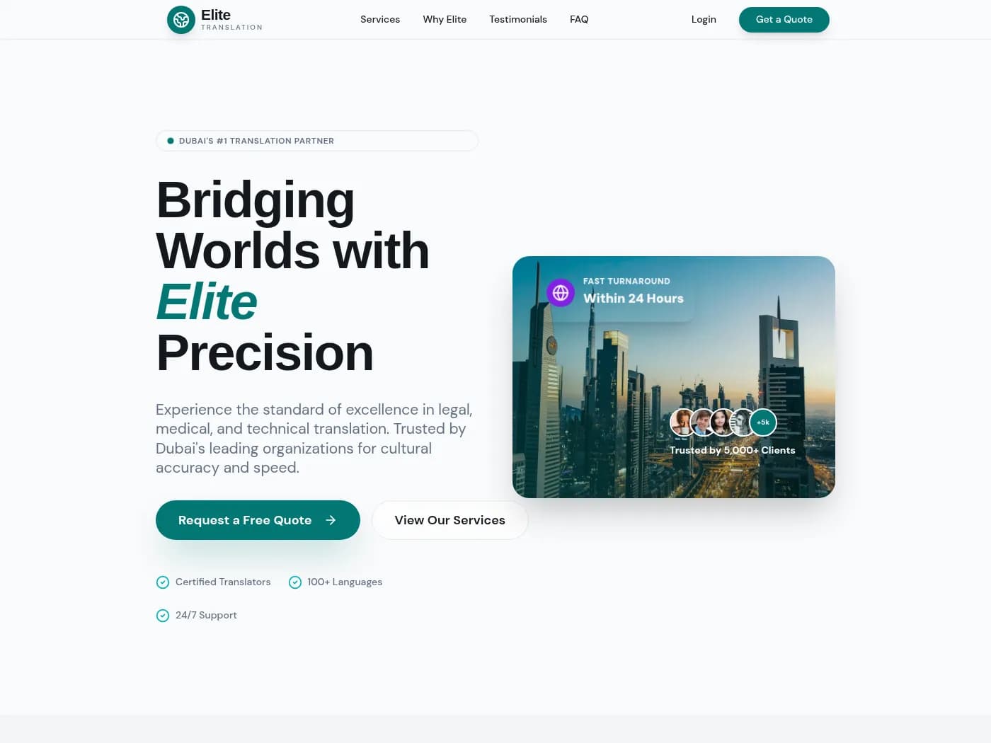 Elite Translation Homepage
