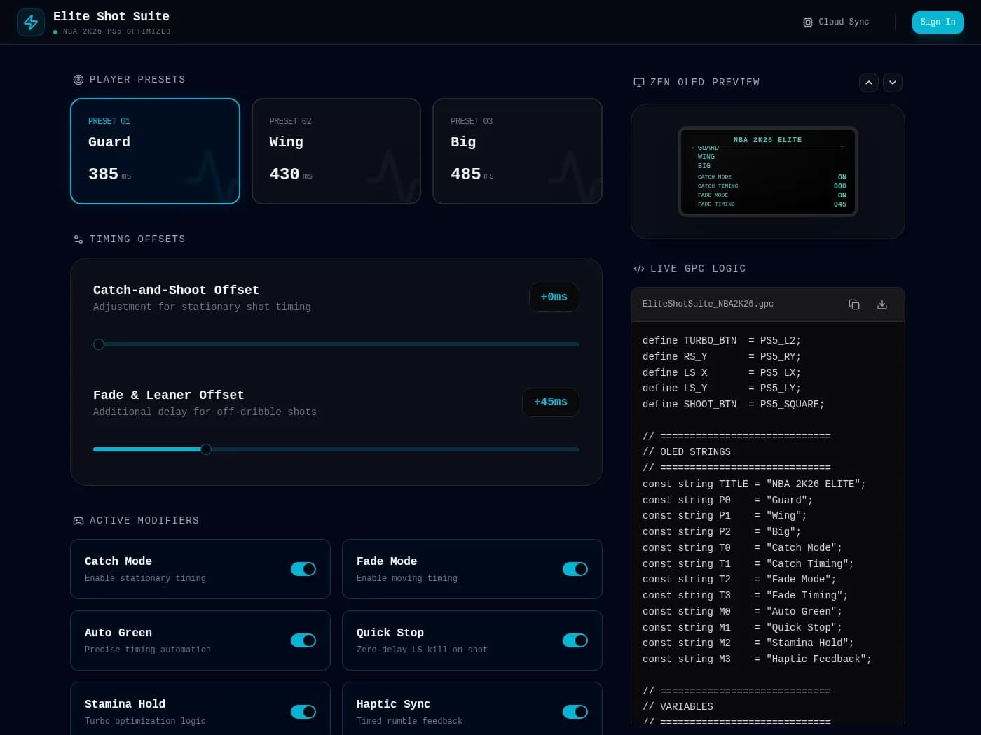 Elite Shot Suite Web UI