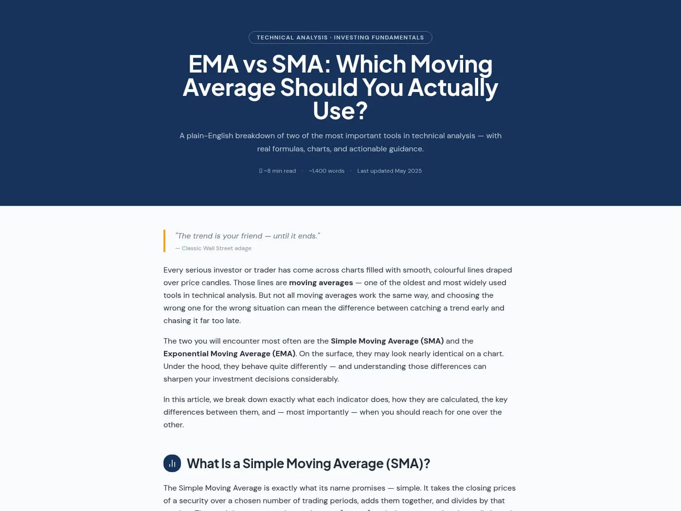 EMA vs SMA Article Hub