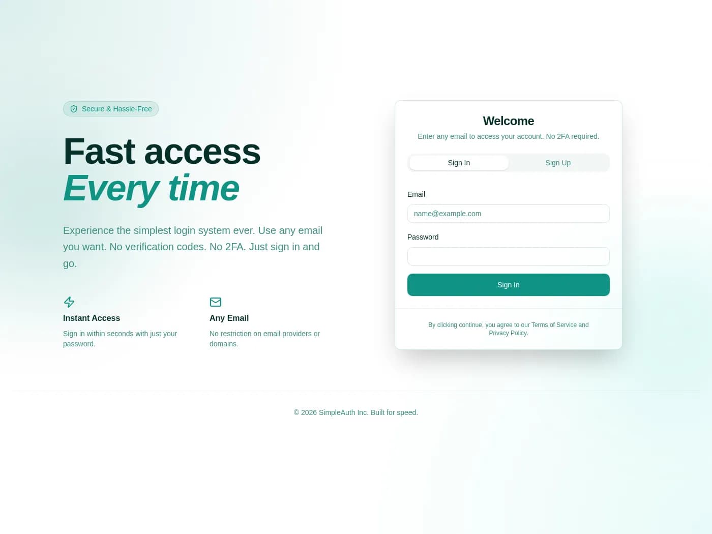 Simple Email Login Site