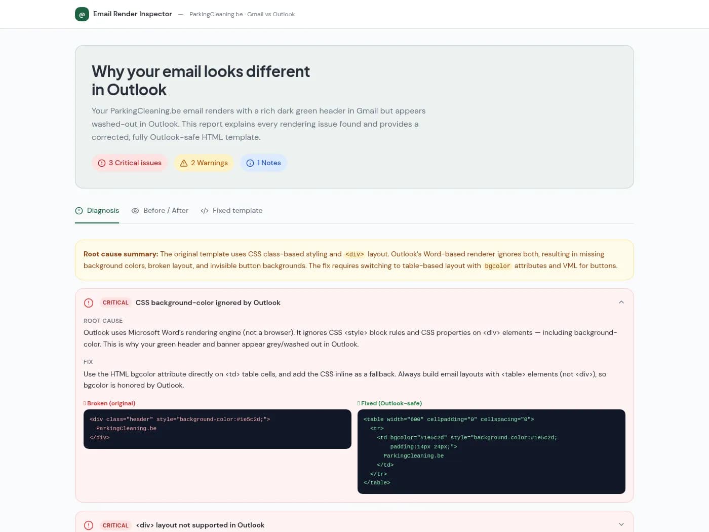 Email Render Inspector