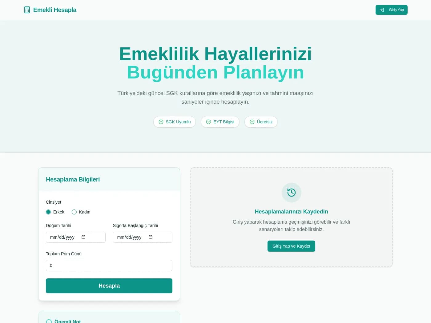 Emekli Hesaplama Makinesi