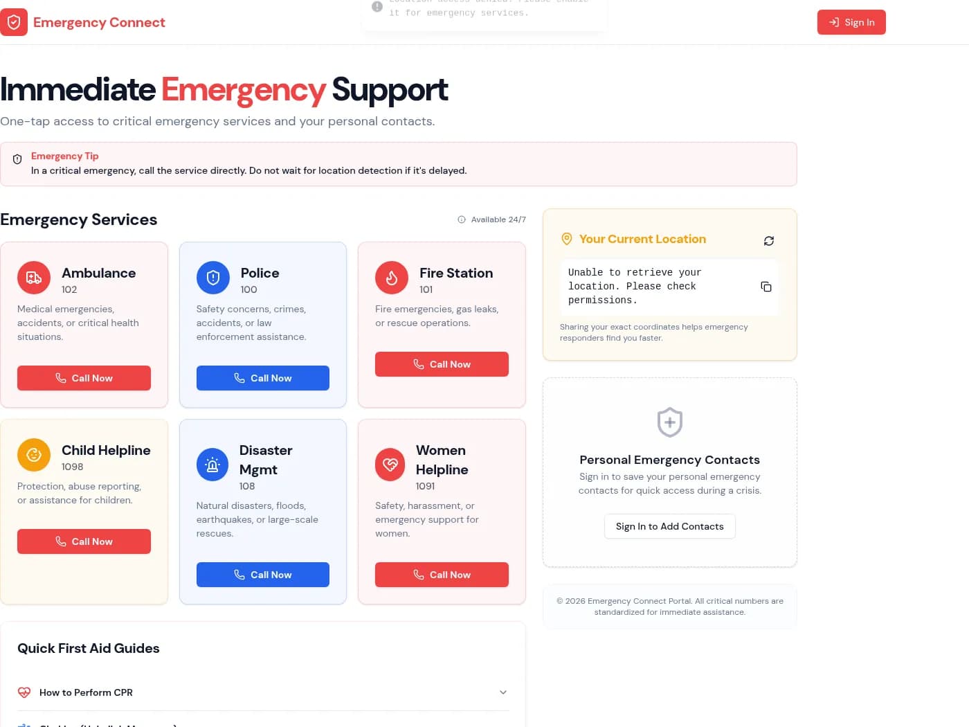 Emergency Connect Portal