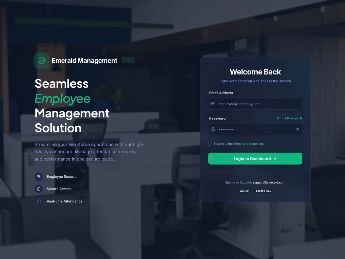 Elegant Employee Login UI