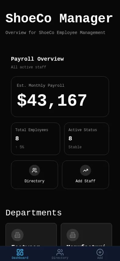 ShoeCo Employee Manager