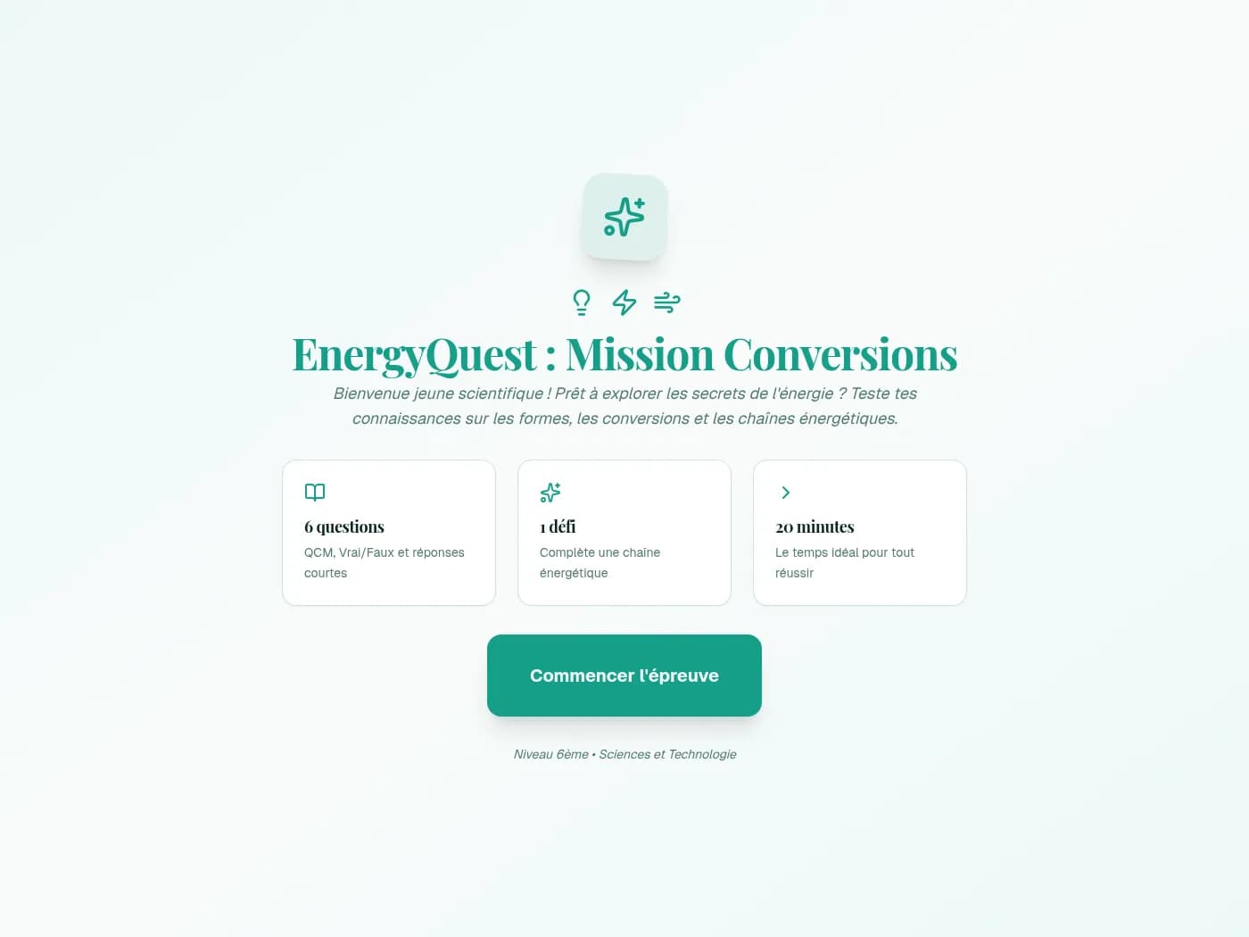 EnergyQuest Science Quiz