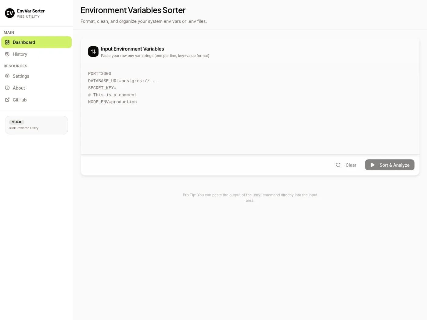 EnvVar Sorter