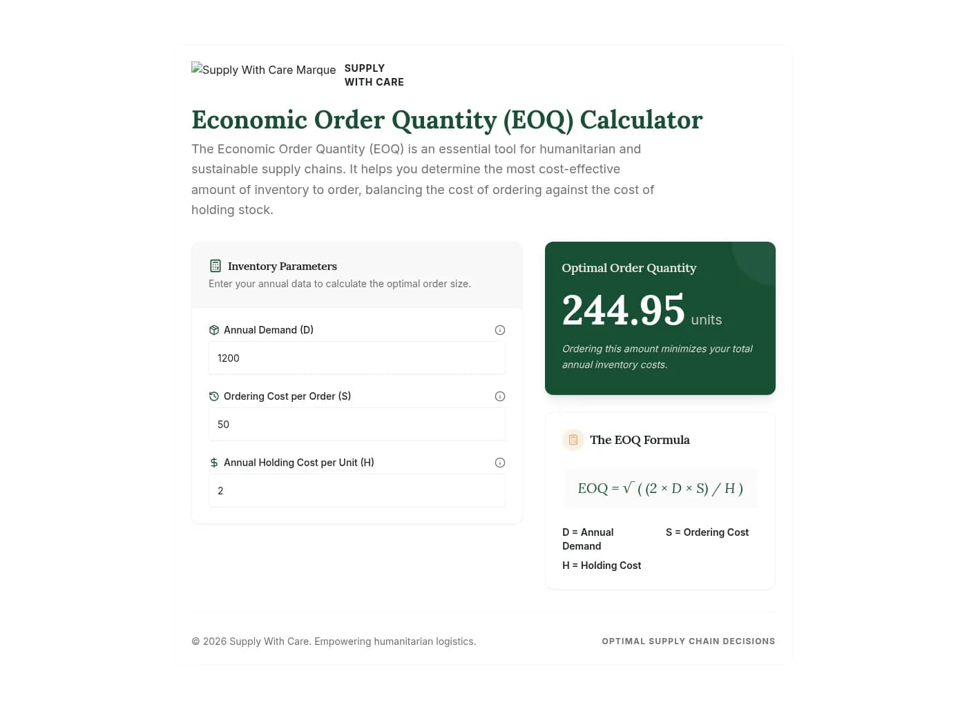 Supply Chain EOQ Tool