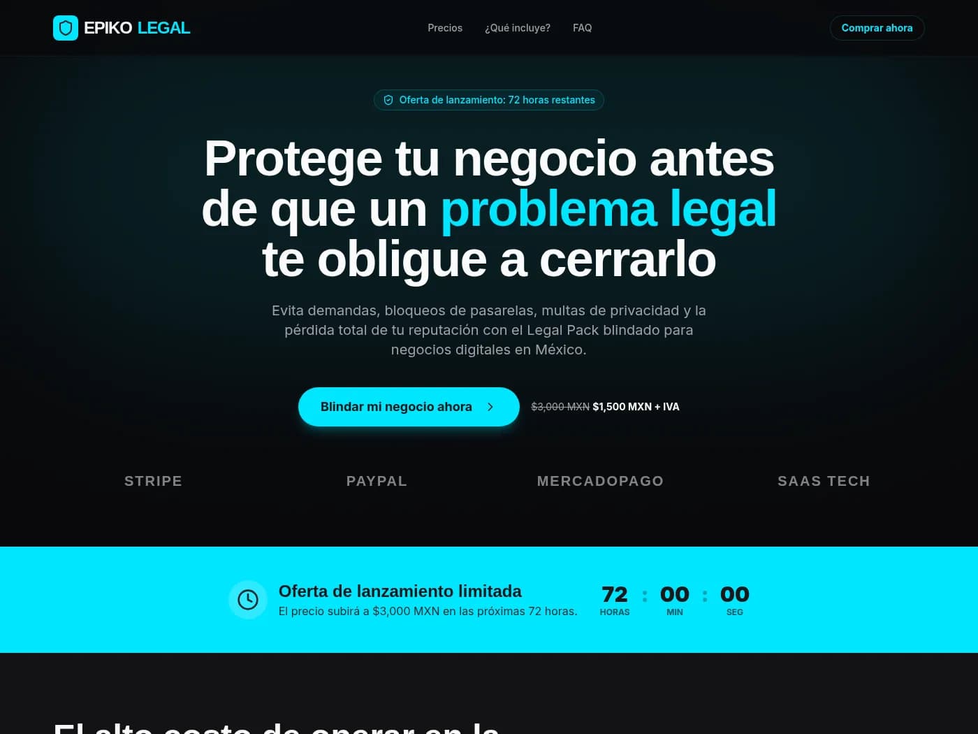 Epiko Legal Pack Landing