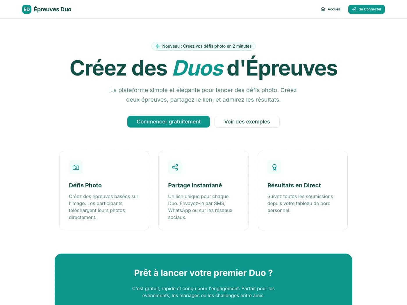 Épreuves Duo Web