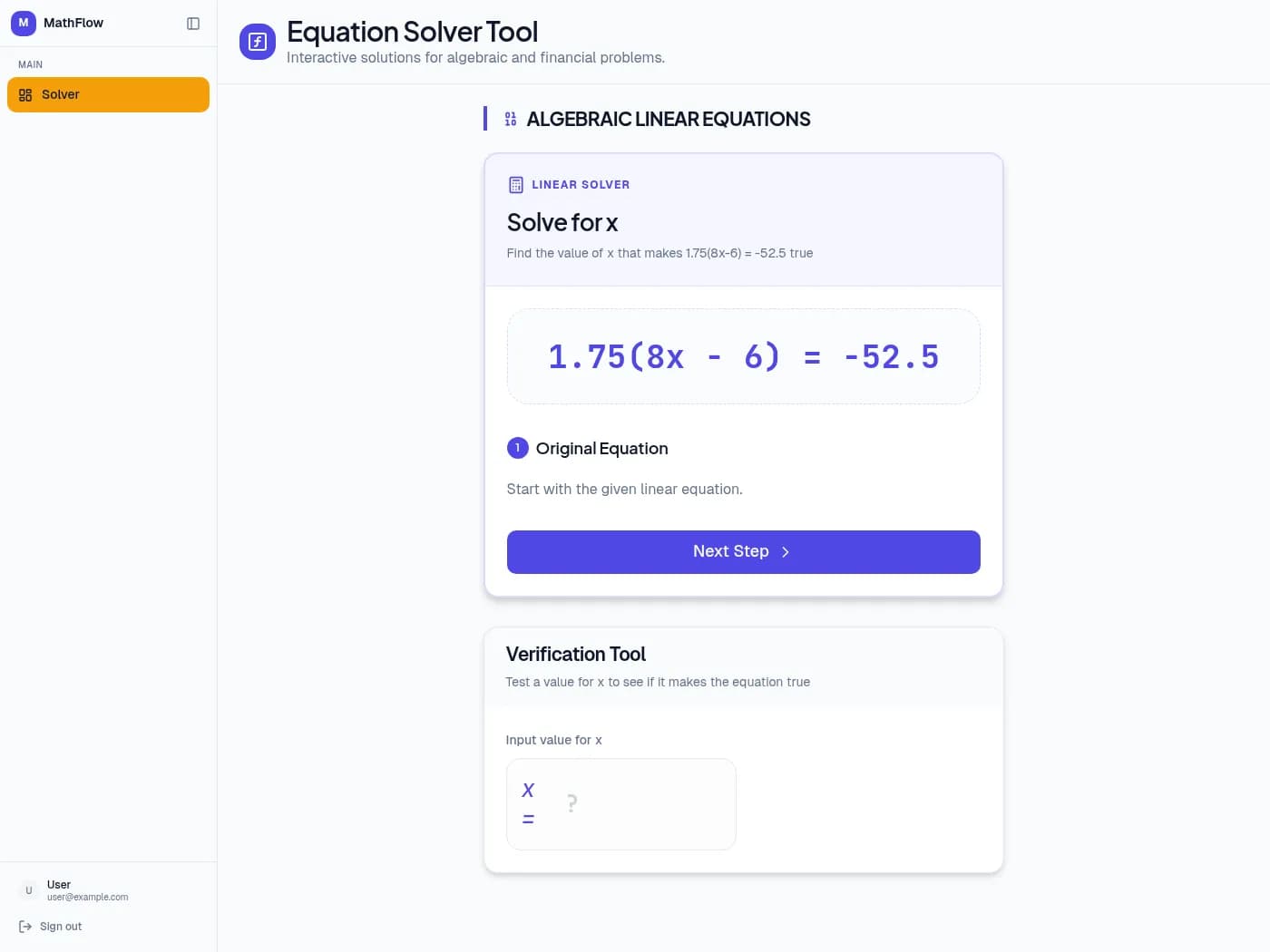Equation Solver Tool