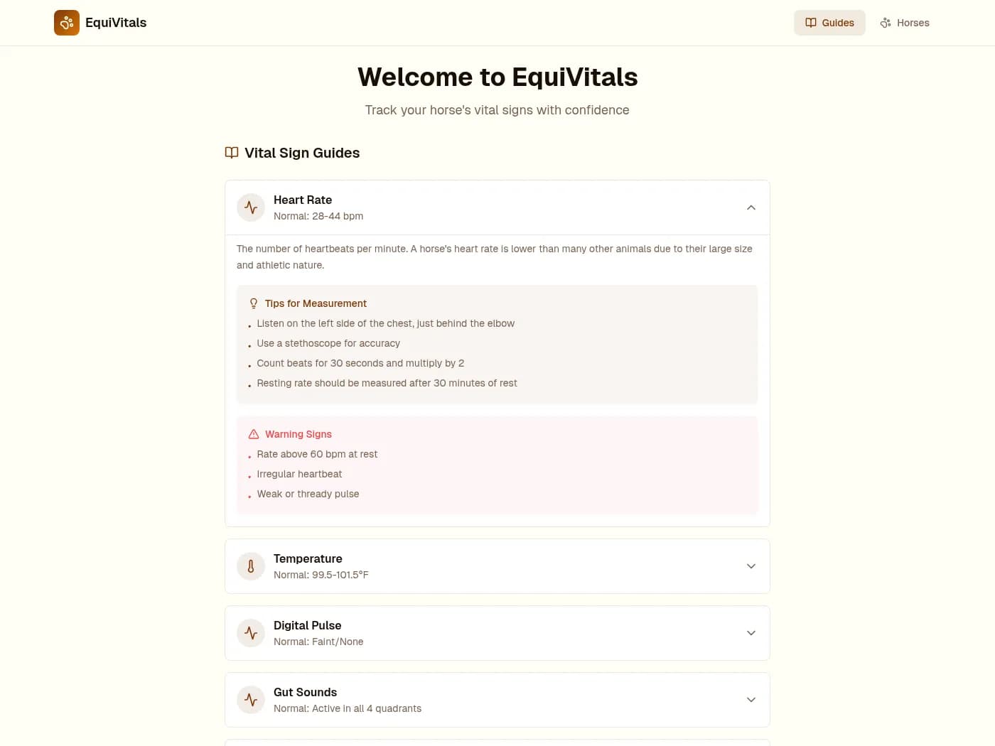 EquiVitals Tracker