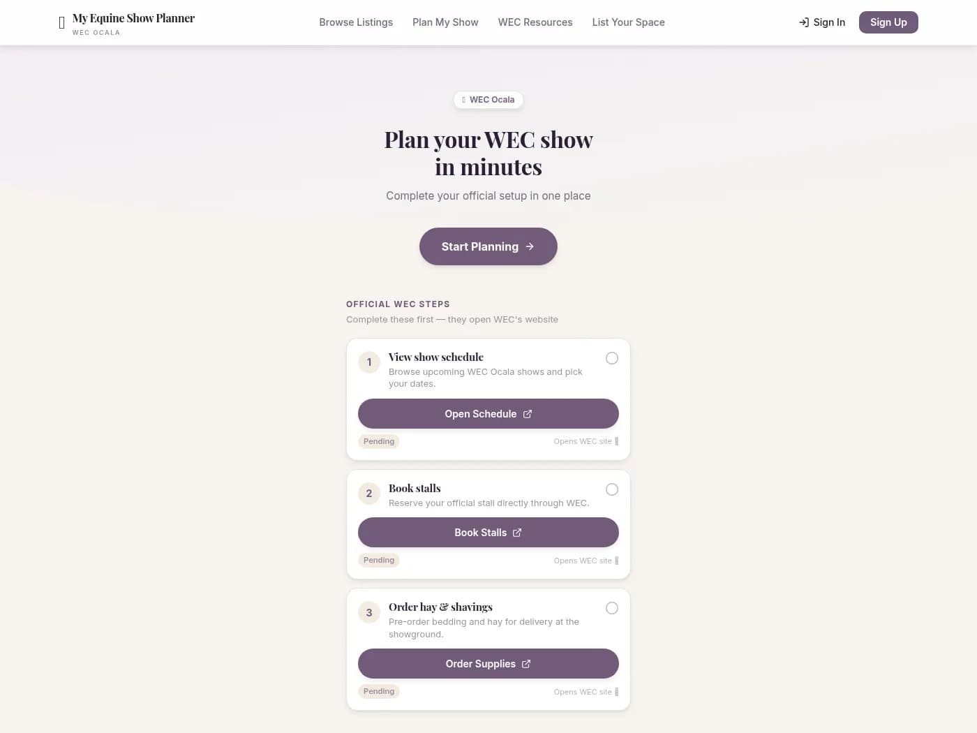 Equine Show Planner