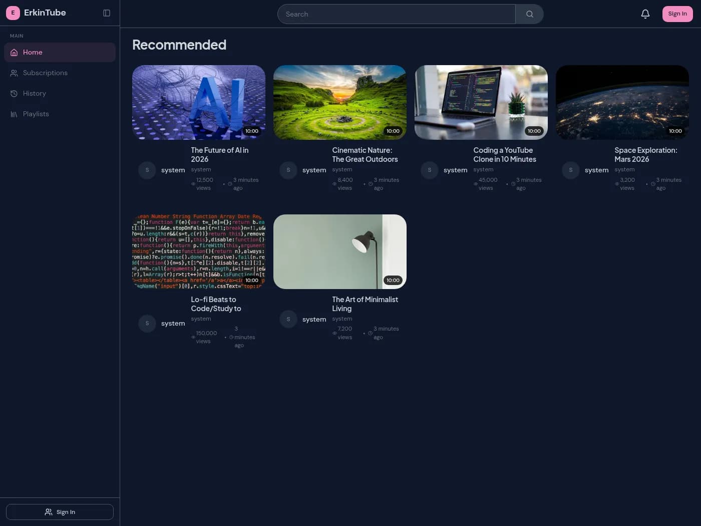 ErkinTube AI Video Hub