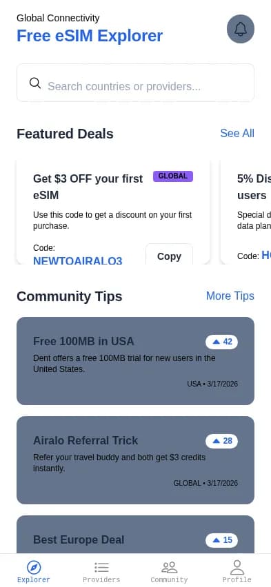 Free eSIM Explorer