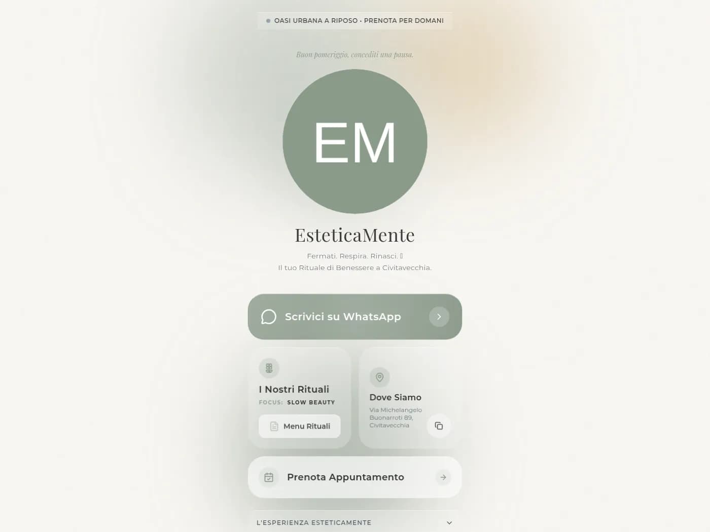 EsteticaMente Oasis UI