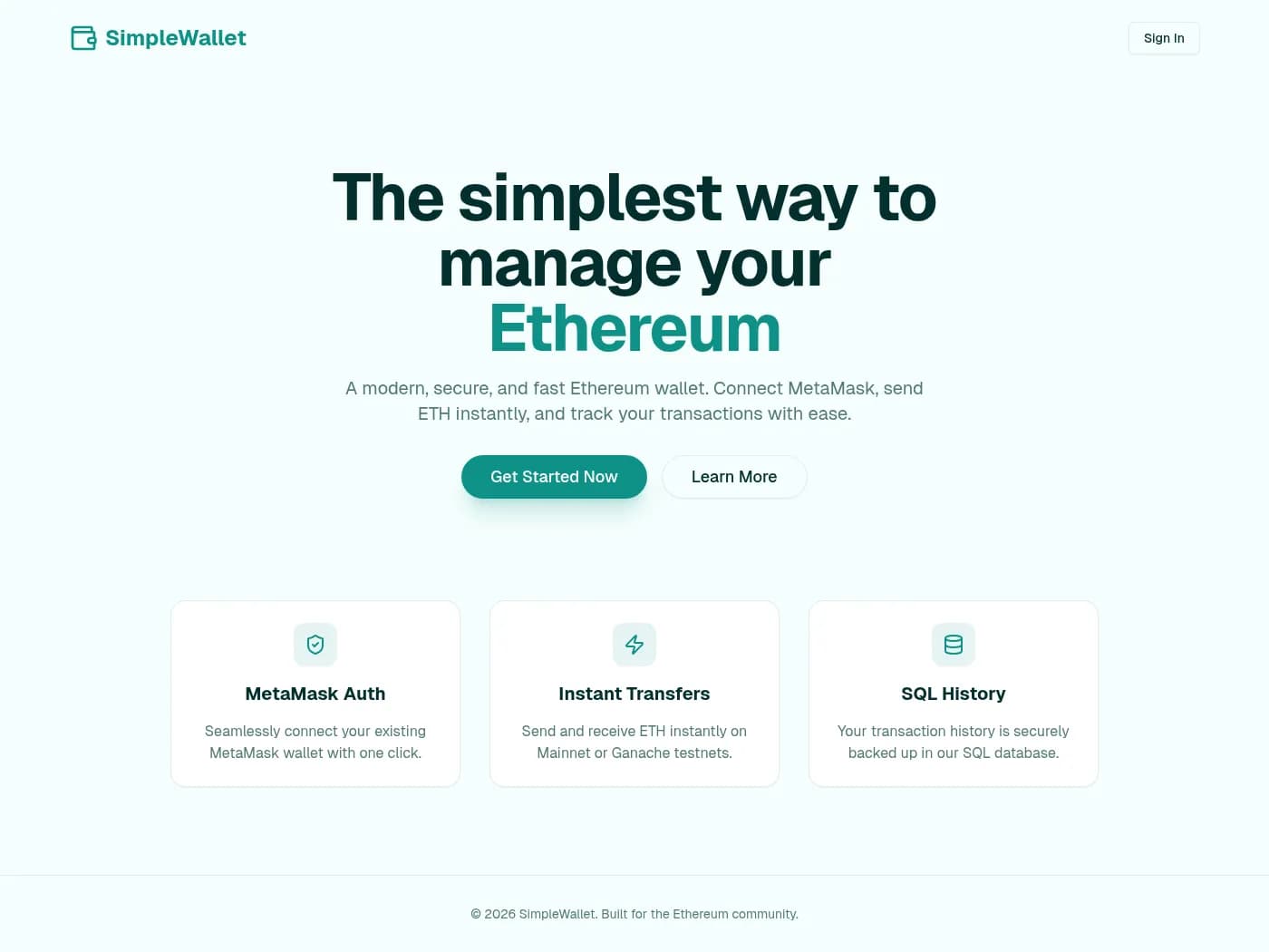 Simple ETH Wallet UI
