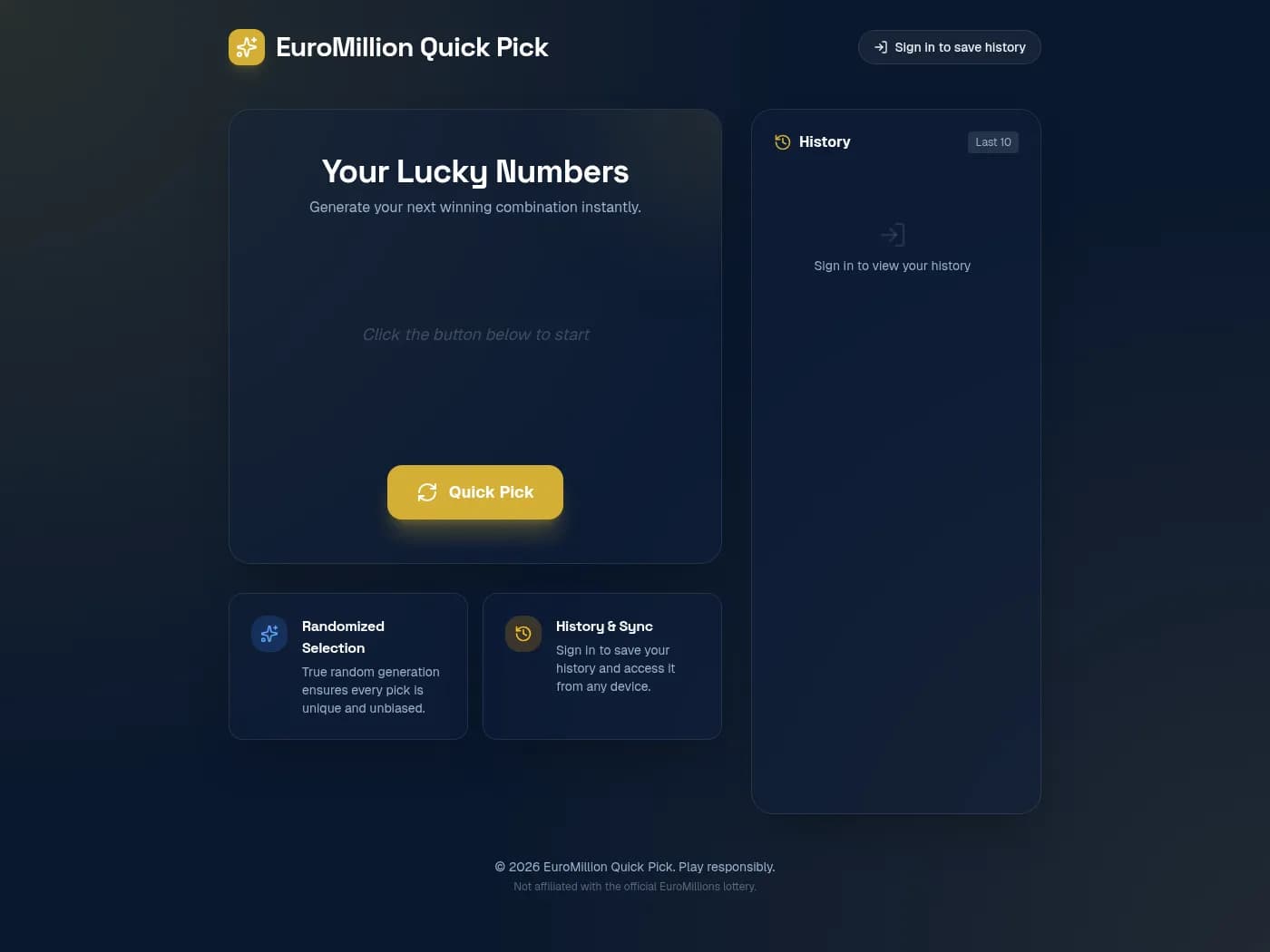 EuroMillion Quick Pick