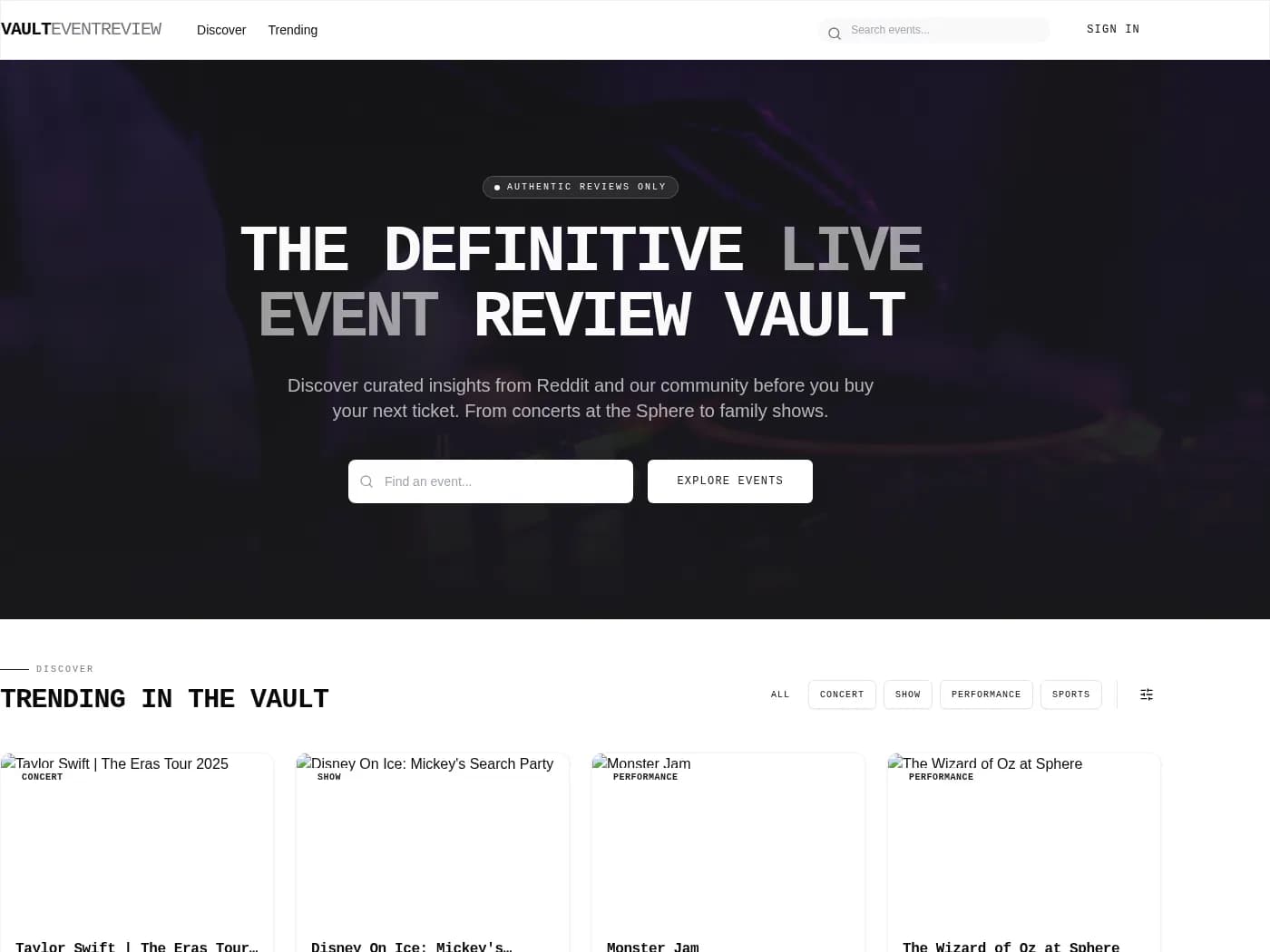 EventReview Vault