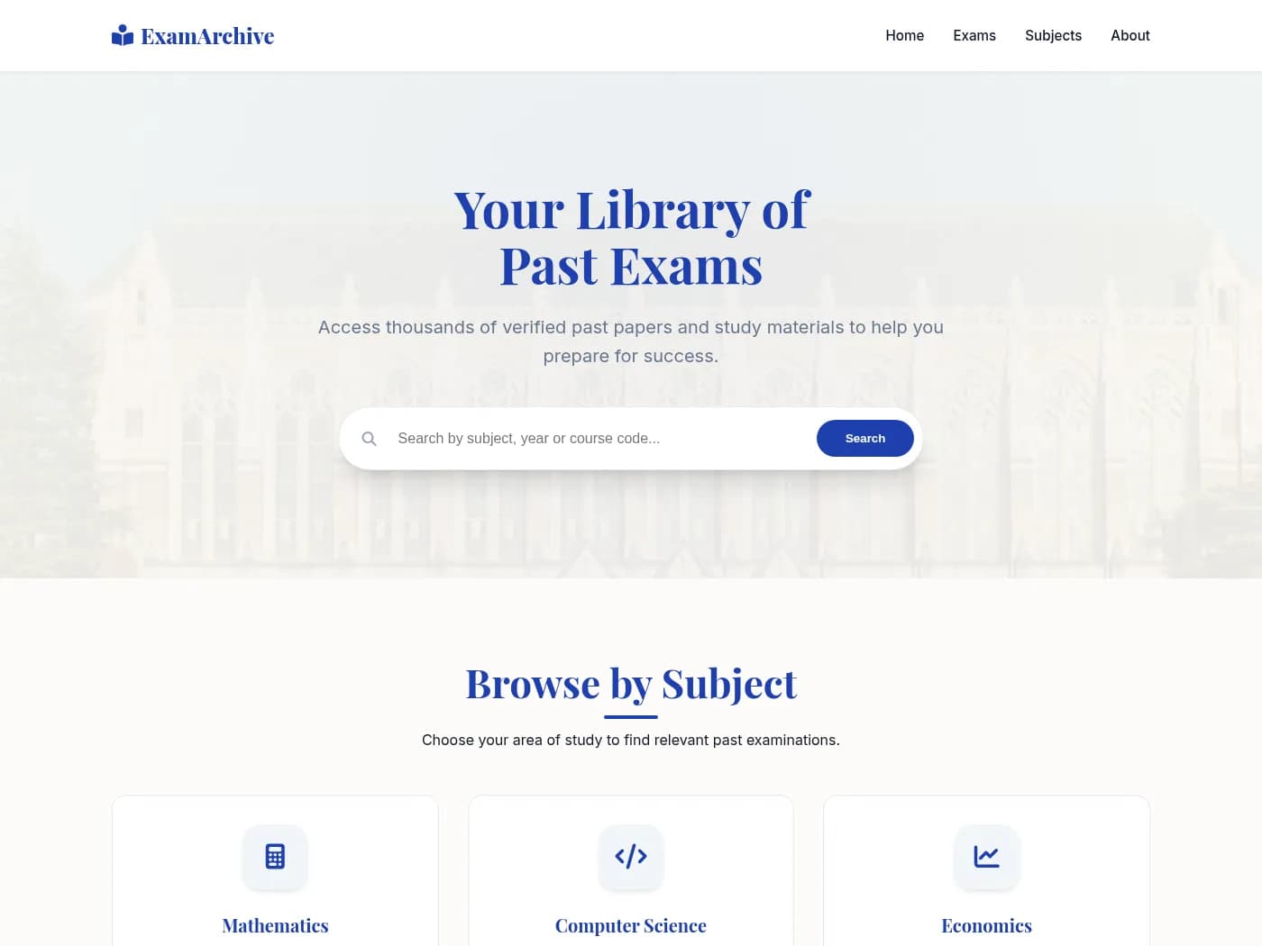 Exam Archive Web Portal