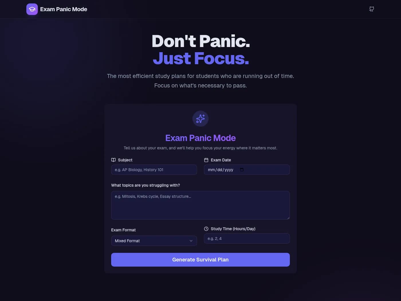 Exam Panic Mode