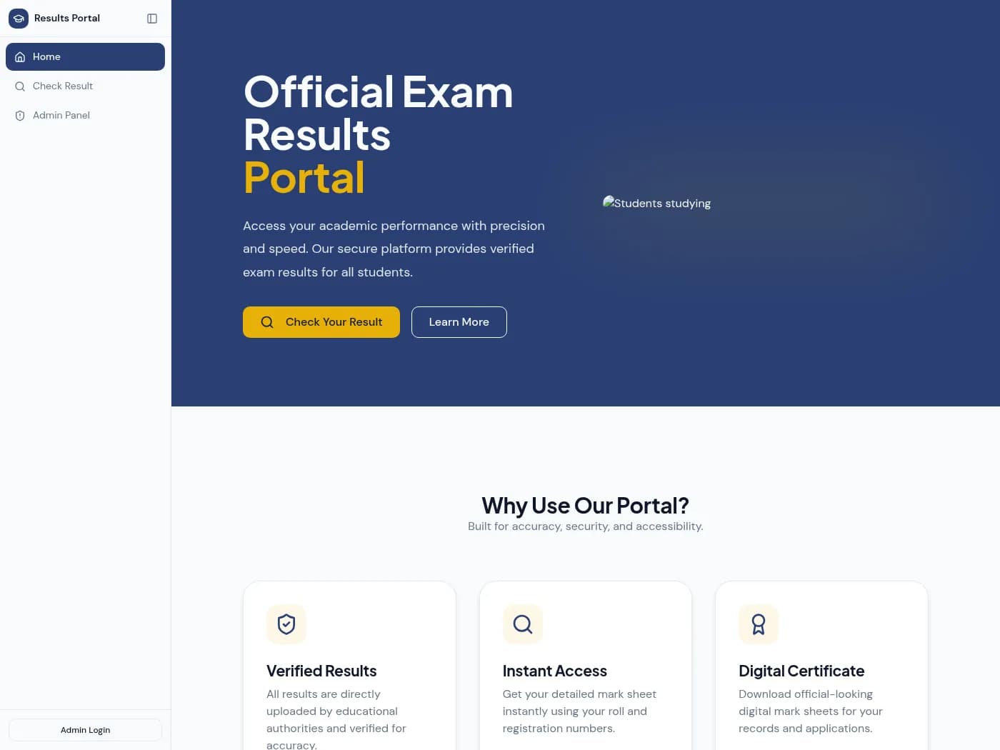 Exam Results Portal