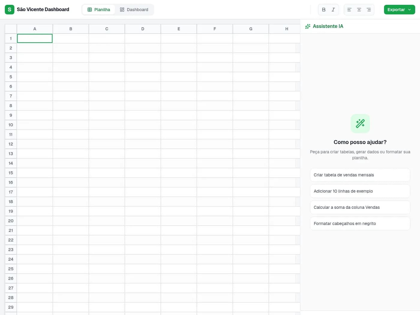 Excel Dashboard Shell