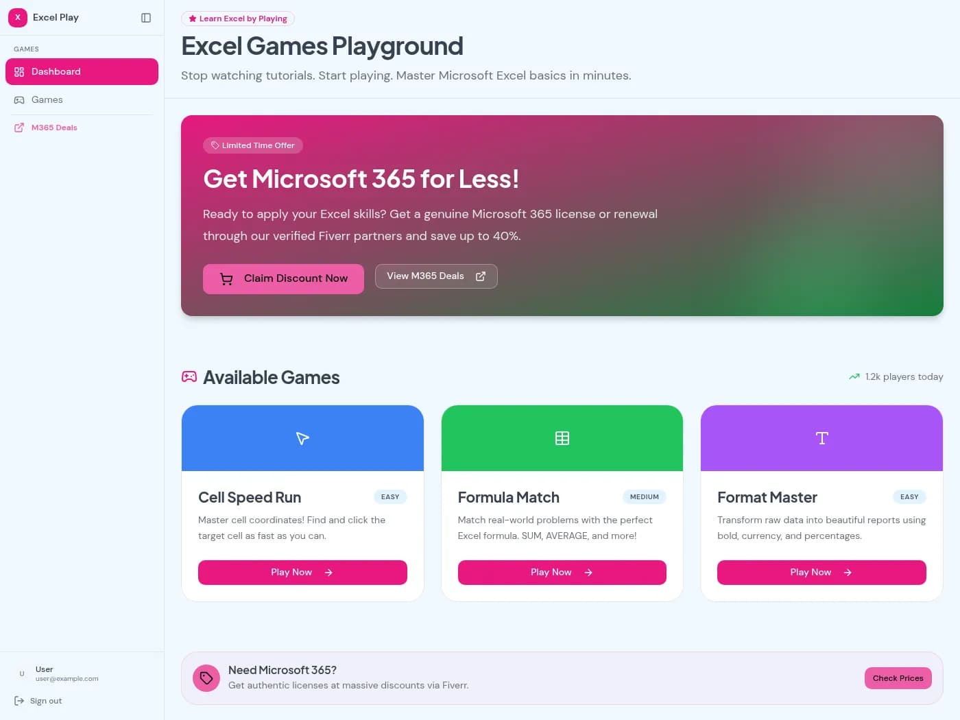 Excel Games Playground