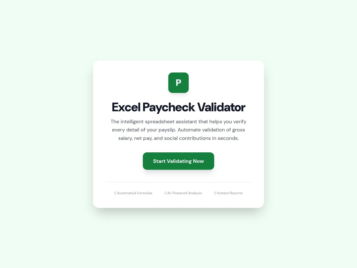 Excel Paycheck Validator