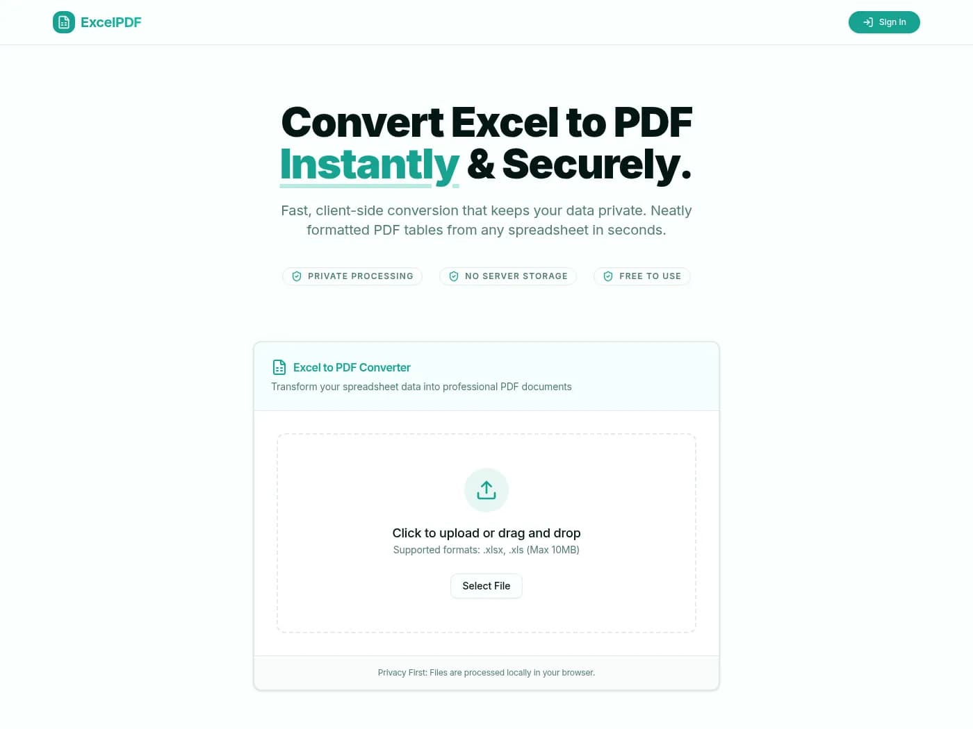 Excel to PDF App