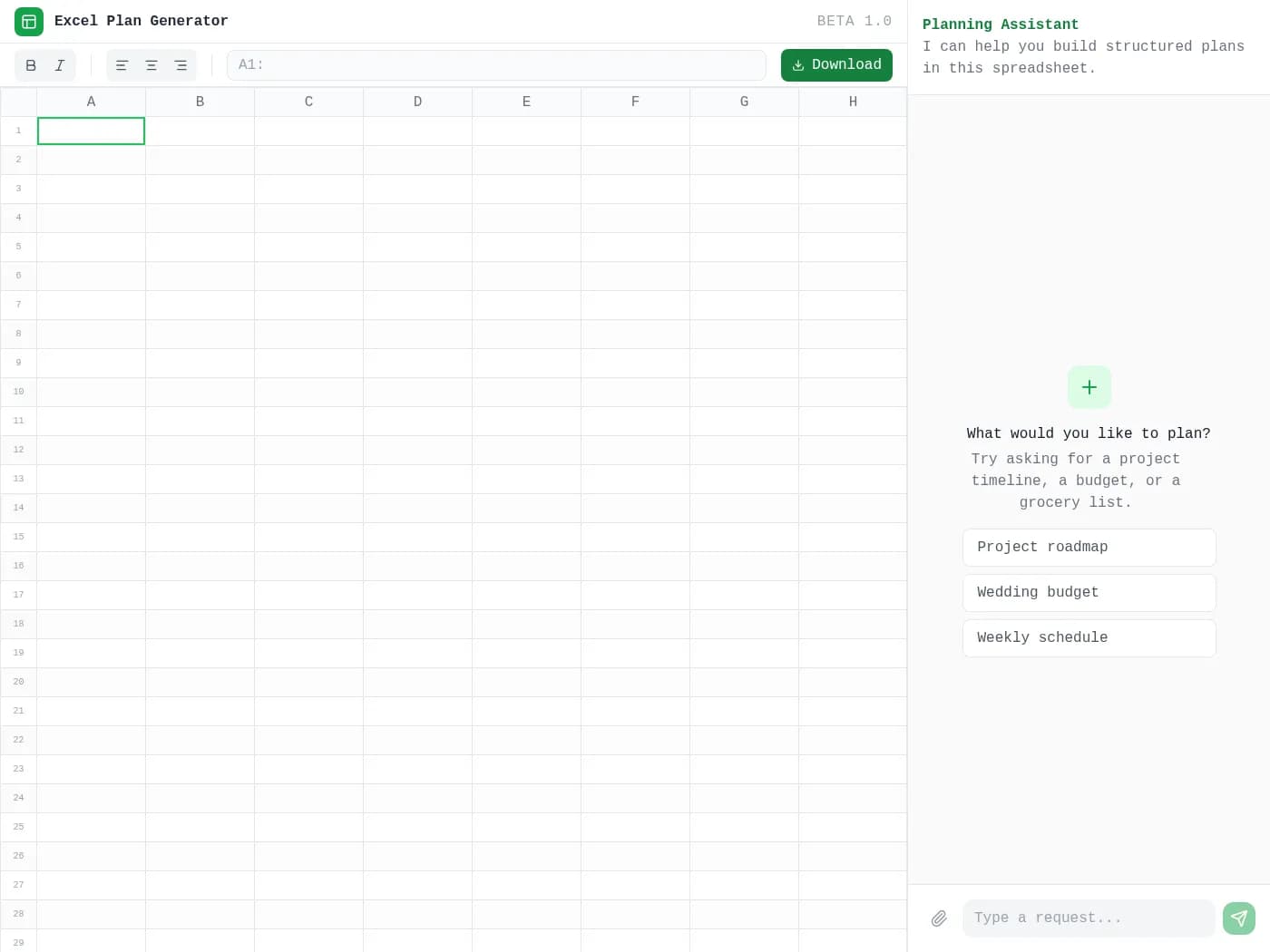 Excel Planning Assistant