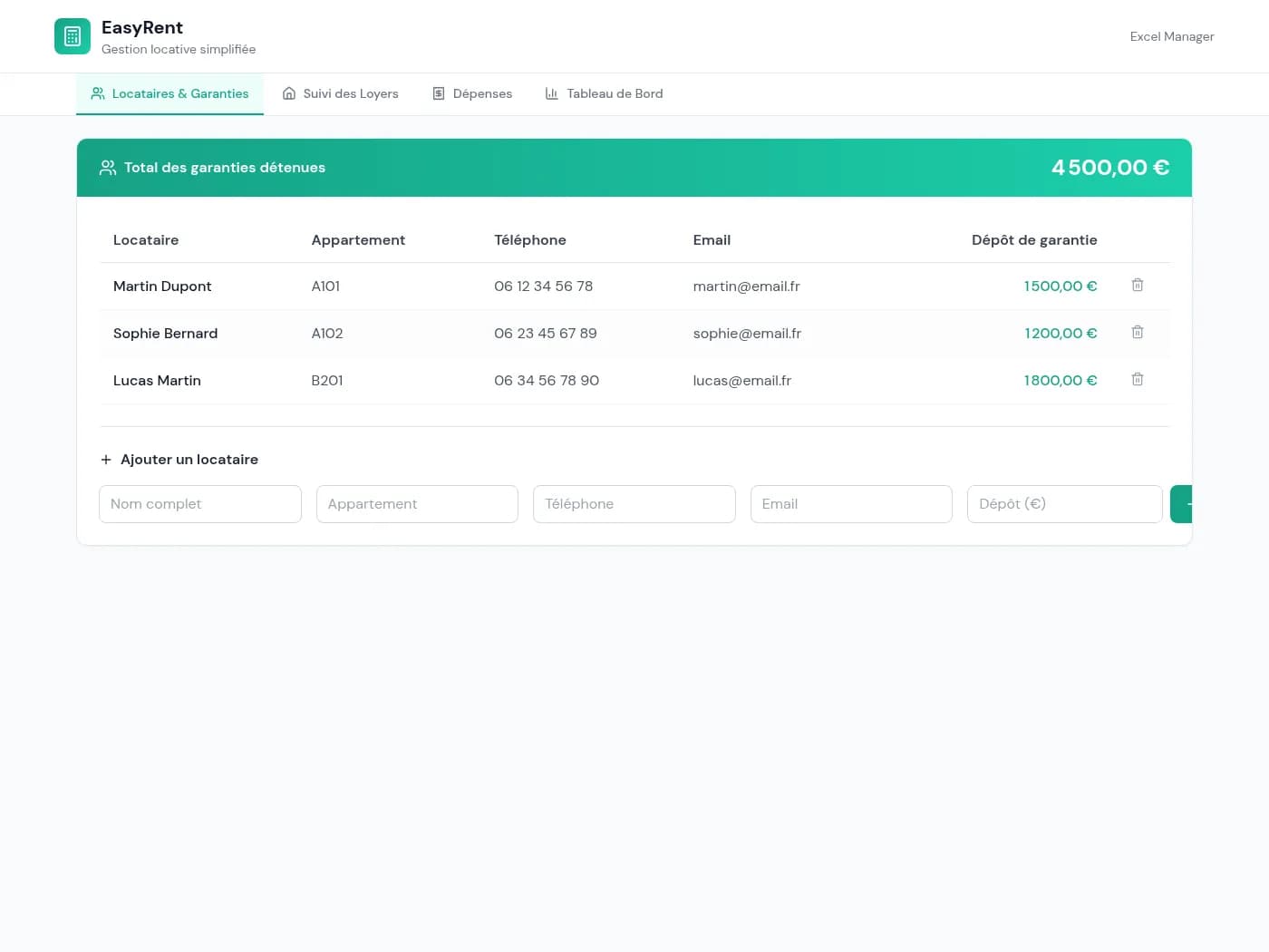 EasyRent Excel Manager