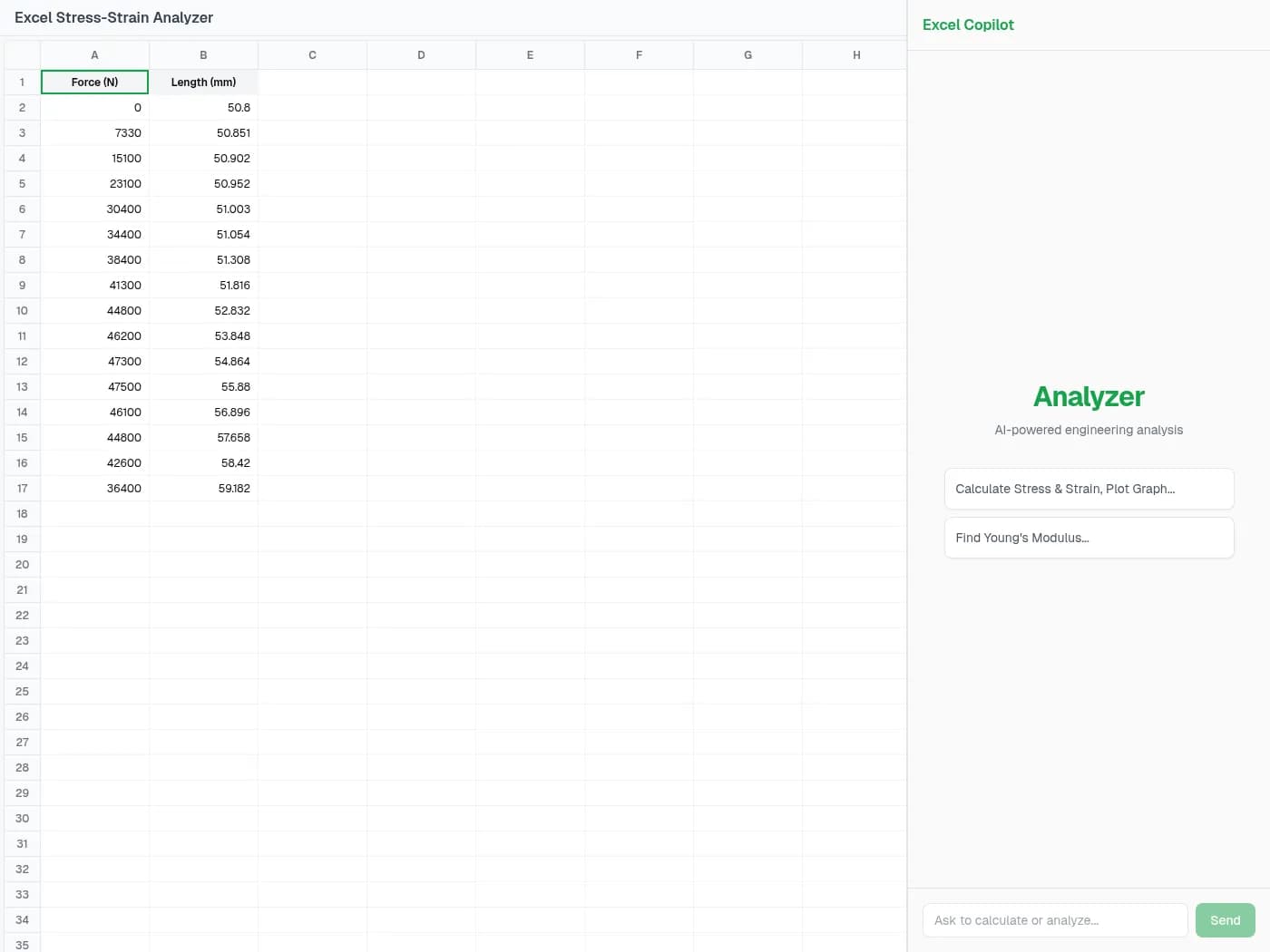 Excel Stress-Strain Analyzer