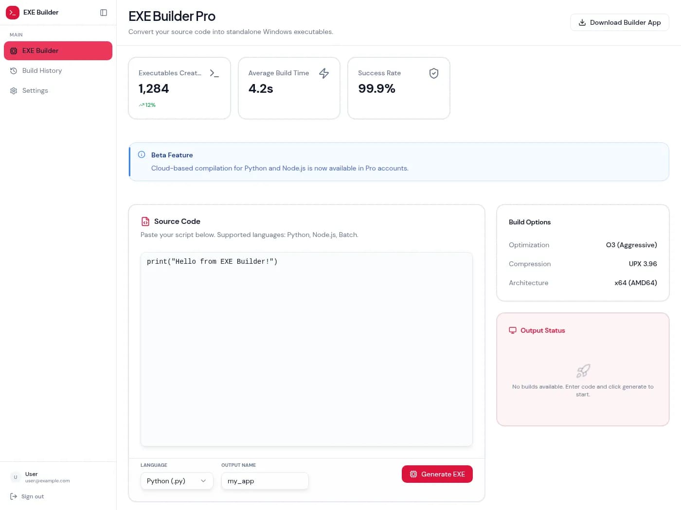 EXE Builder Web