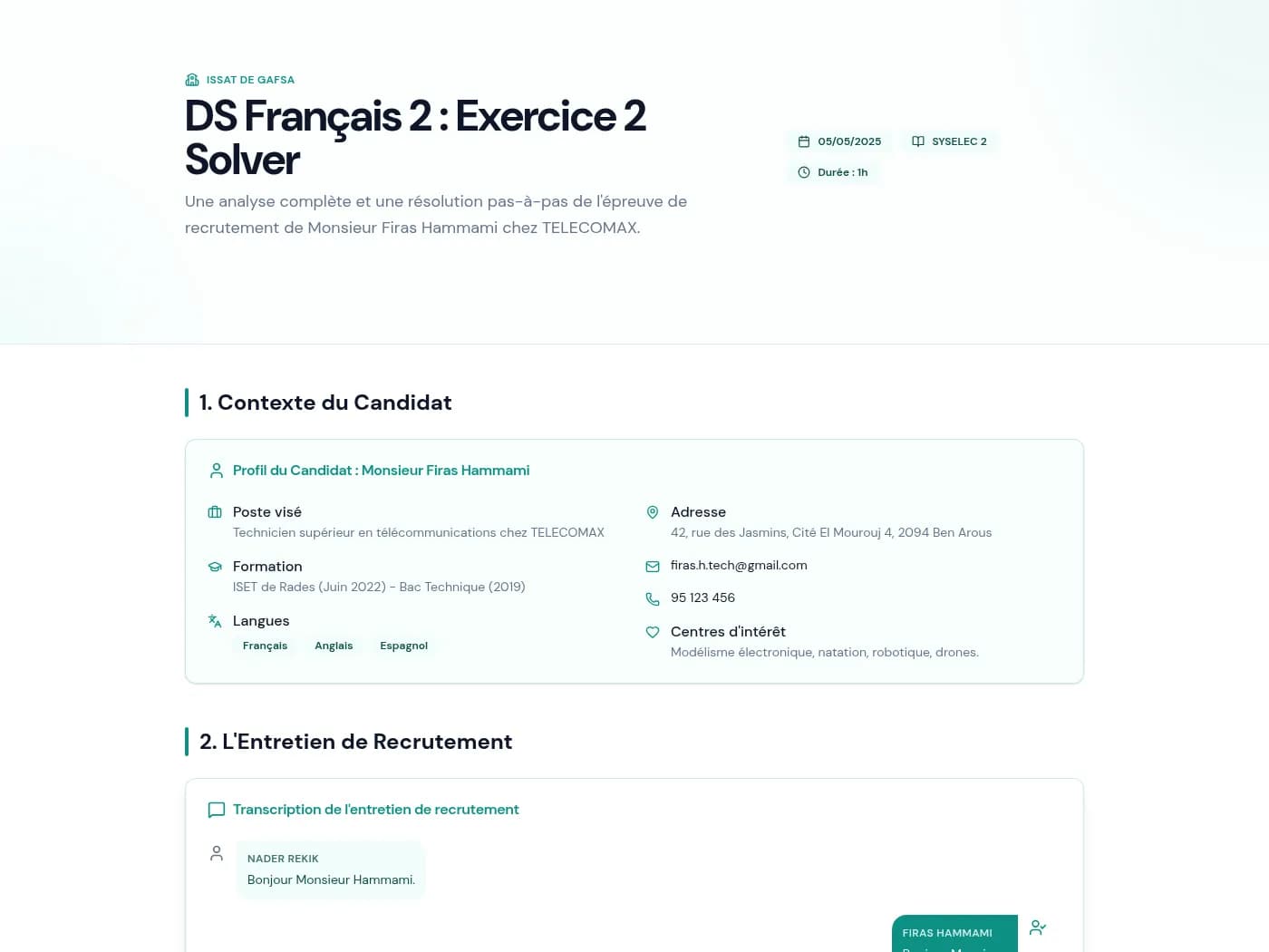 Exercice Solver