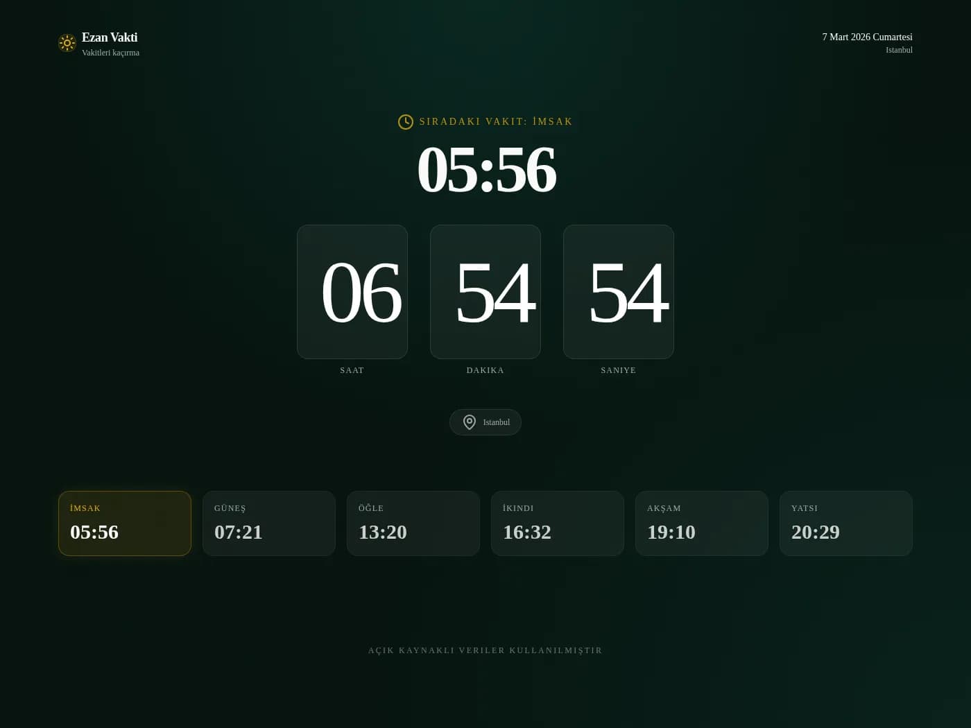 Ezan Vakti Timer