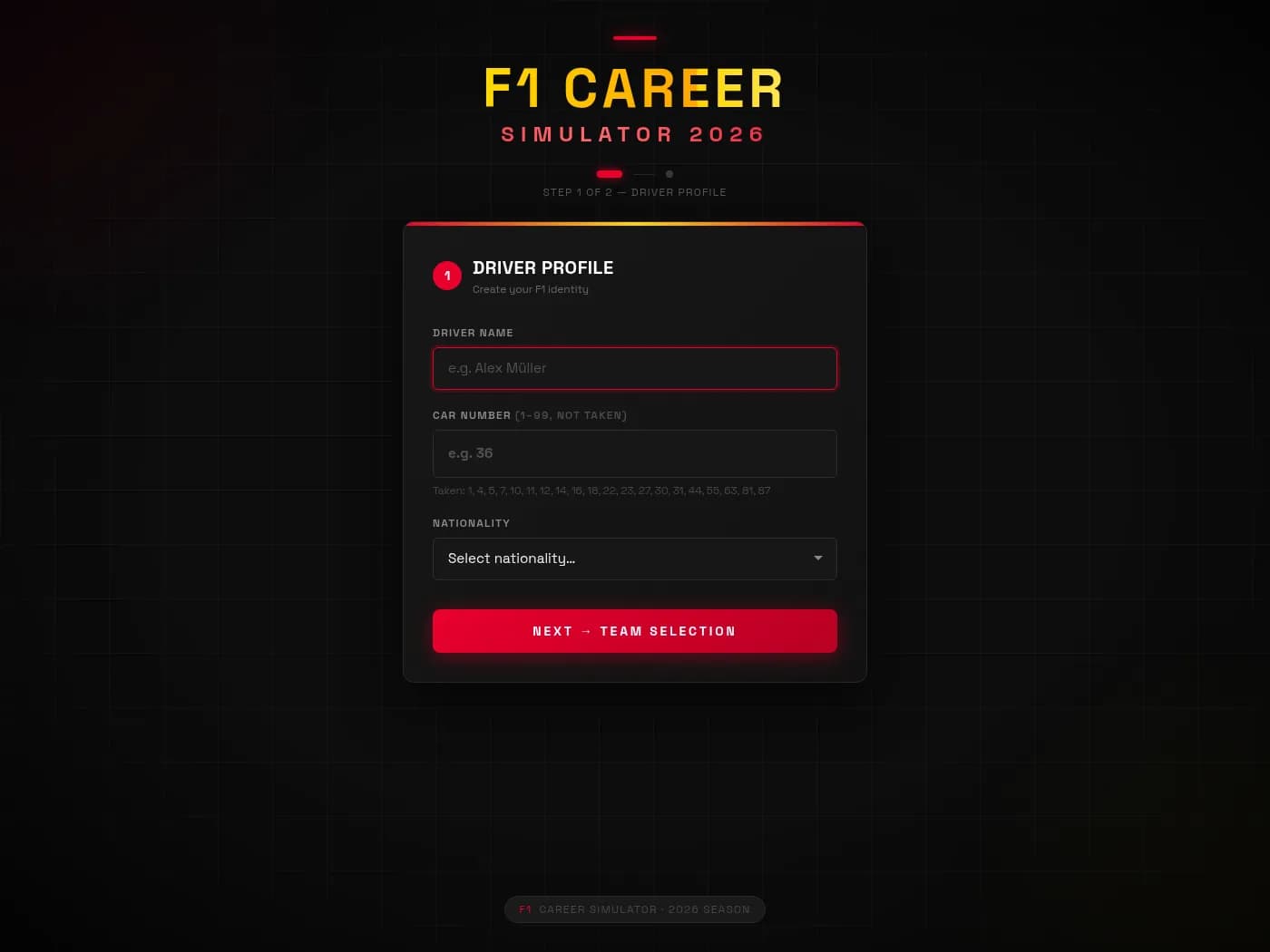 F1 Career Simulator