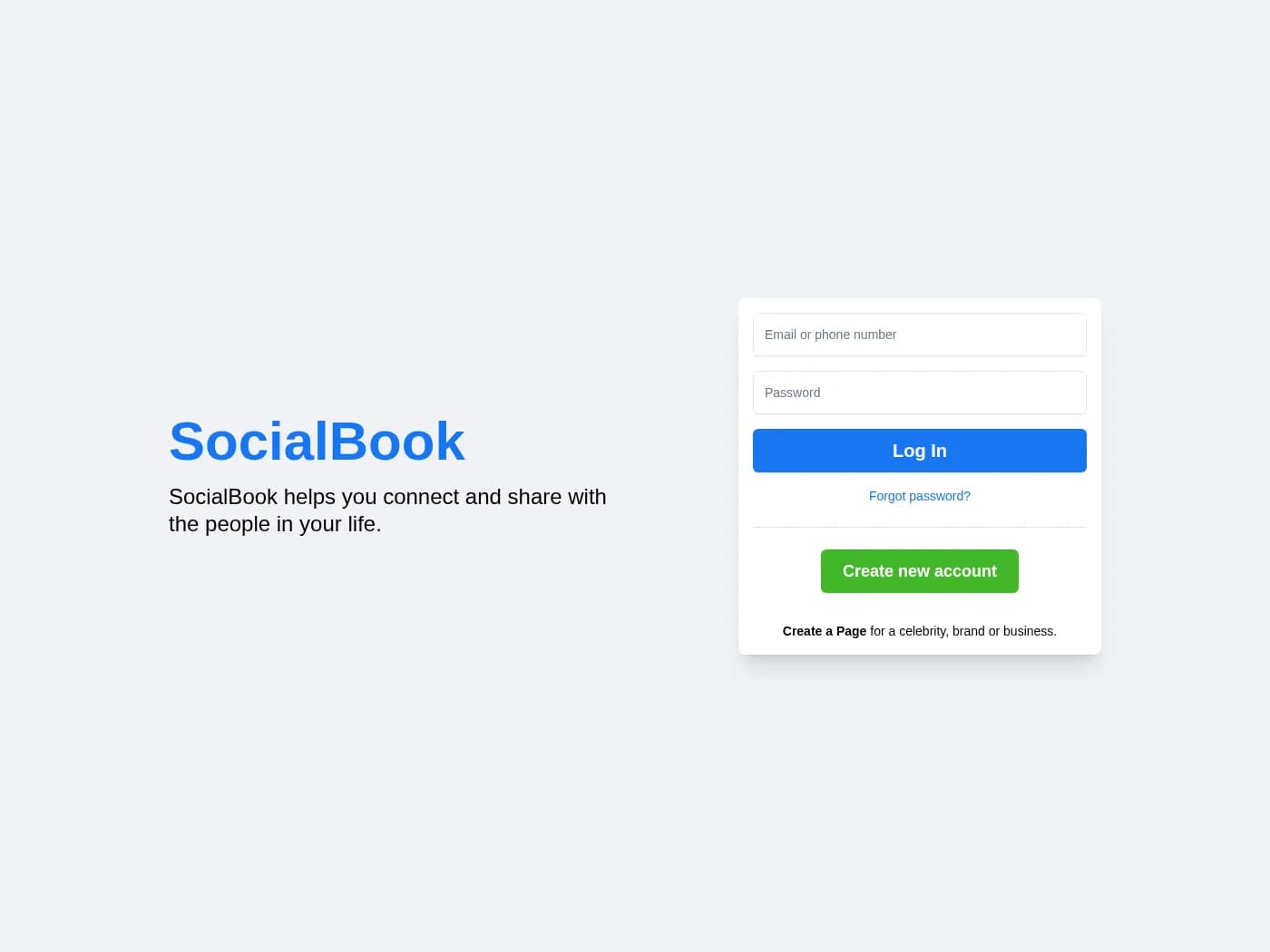 SocialBook Web Clone