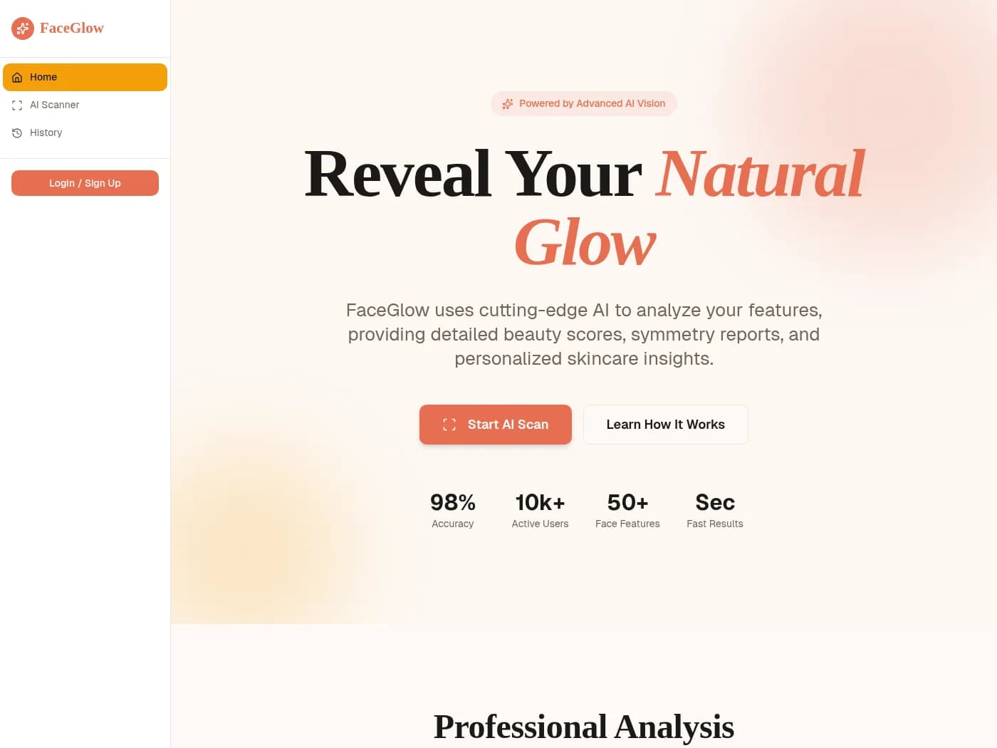 FaceGlow AI Scanner
