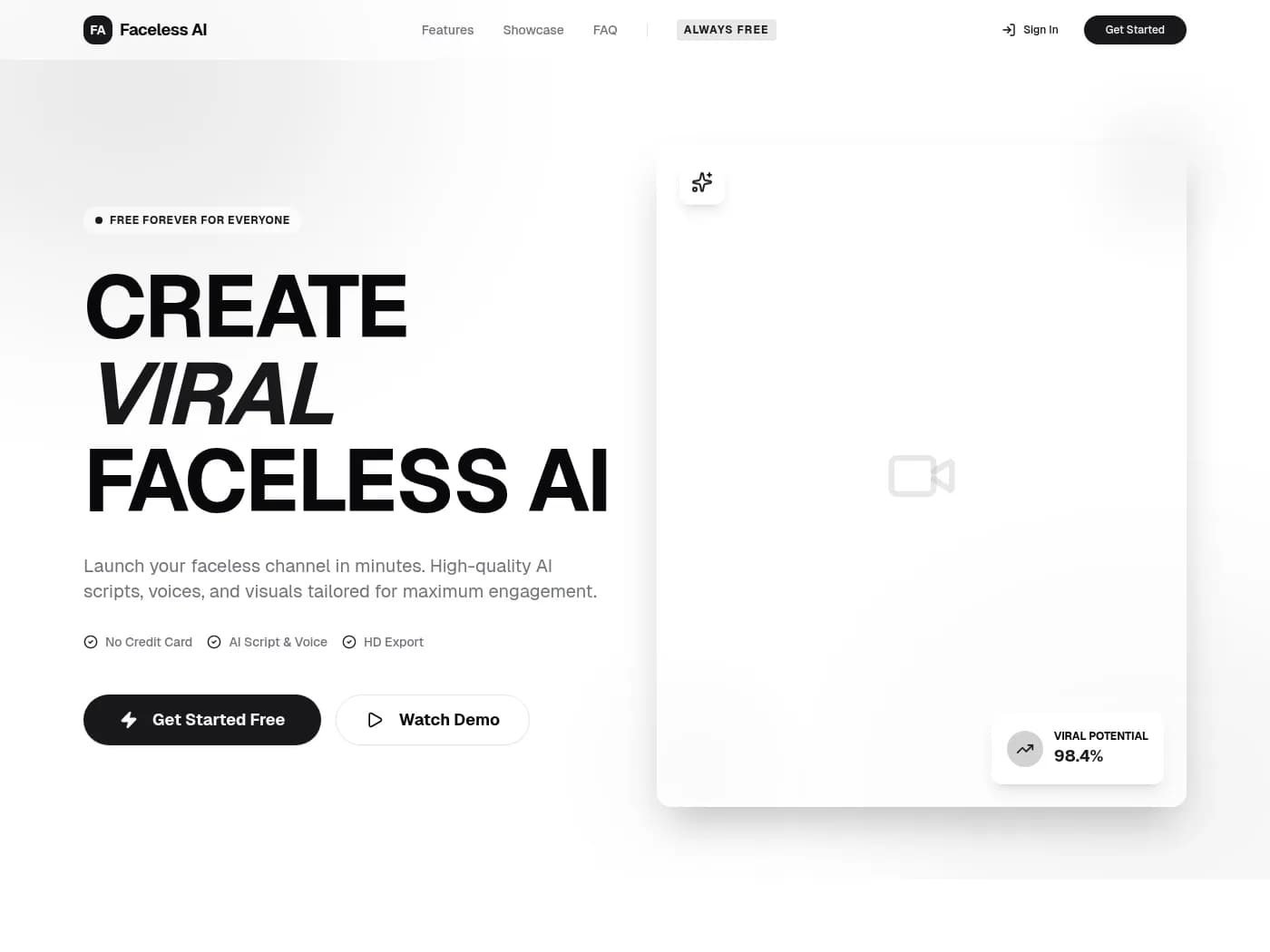 Faceless AI Website